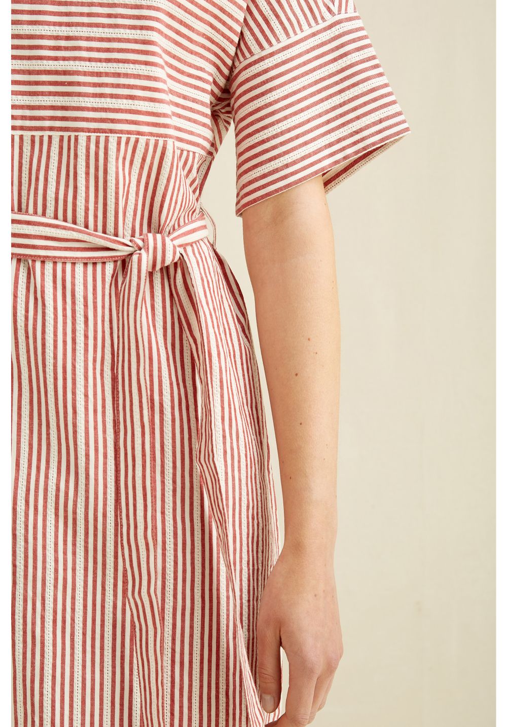 Robe à rayures rouge tissée à la main en coton bio - christabel femme