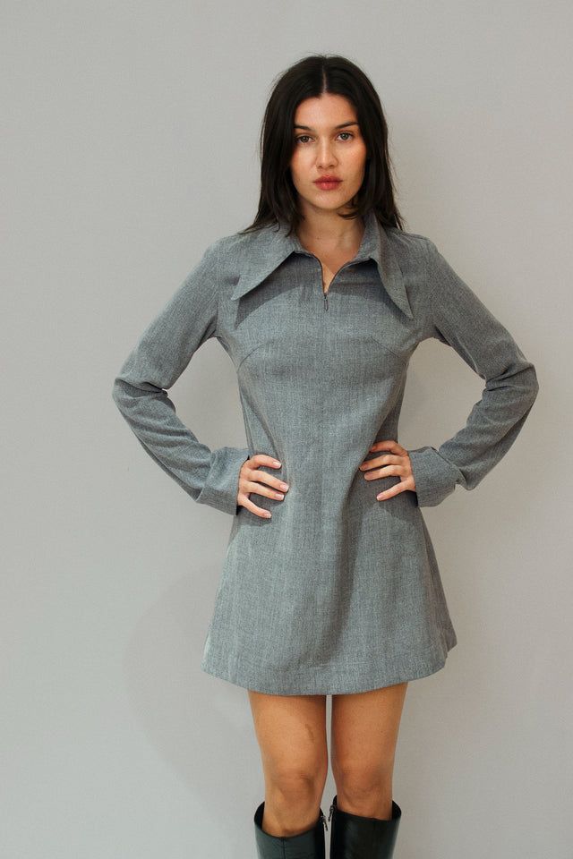 Robe en matière upcyclée | gris "robe lara - gris" femme - Akho Paris