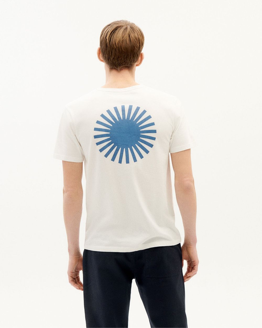 T-shirt blanc imprimé indigo en coton bio - indigo sol white t-shirt ...