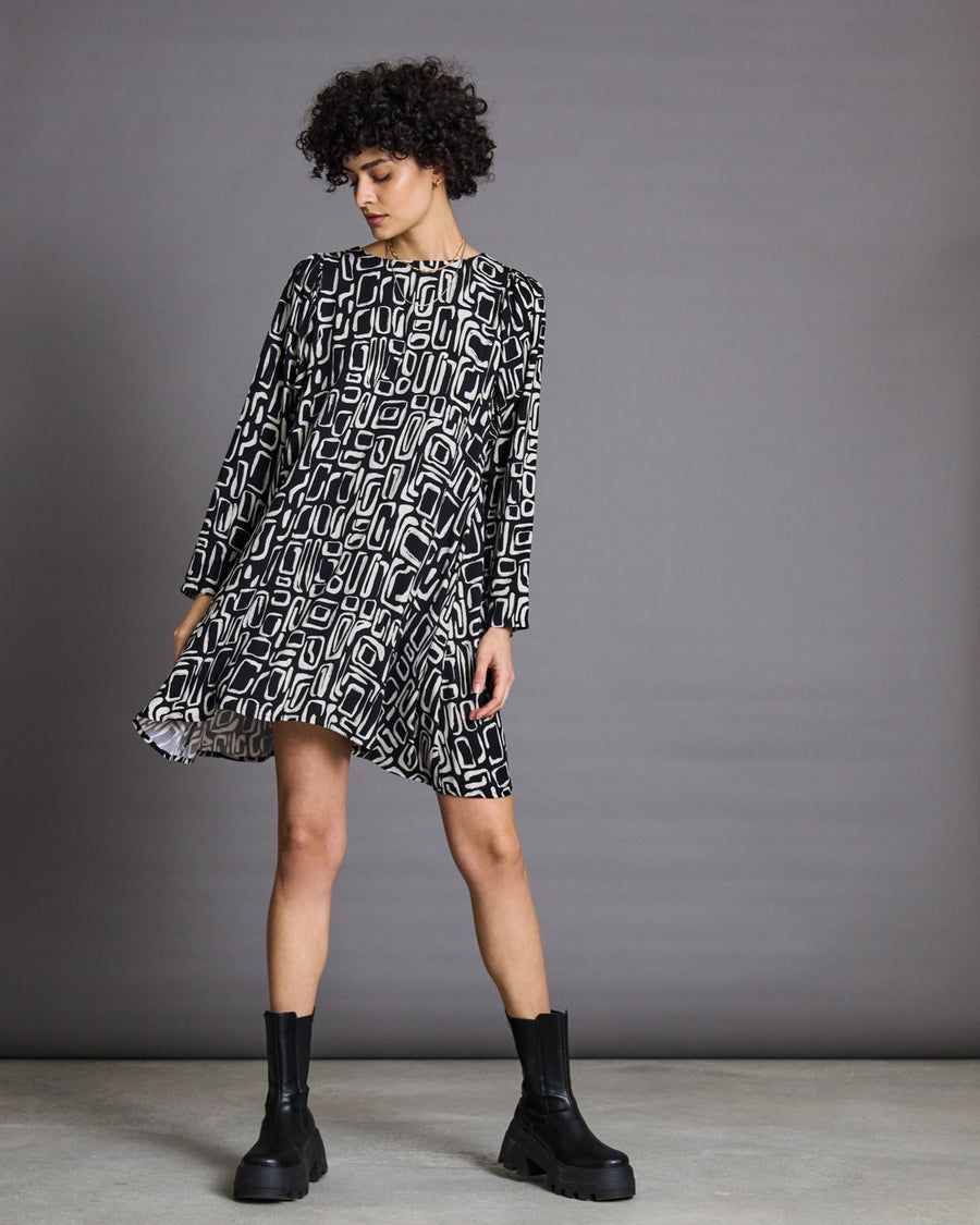 Robe ample motifs bicolore en ecovero - shannon square print femme