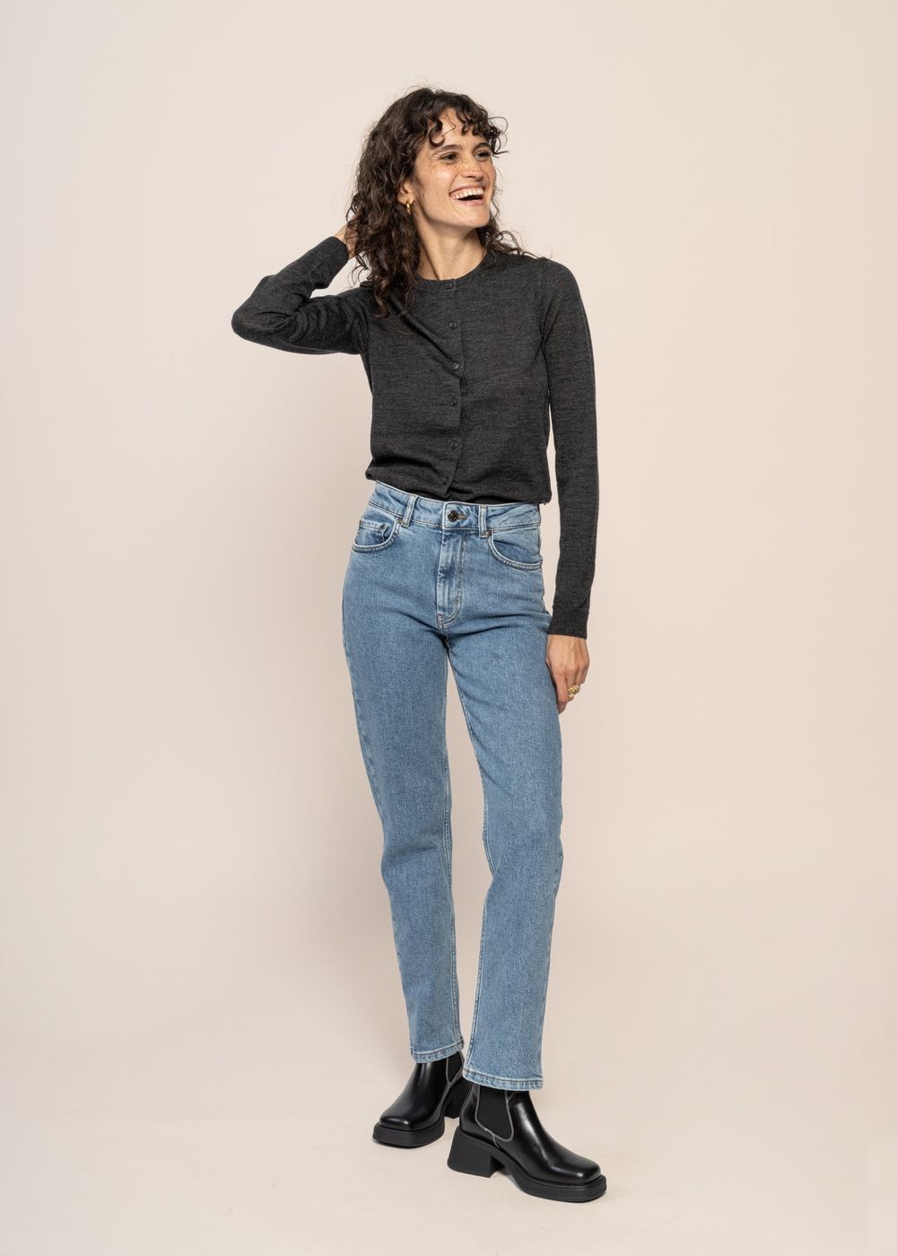 Jean slim en coton bio et recylé | bleu délavé "light clean denim nele ...