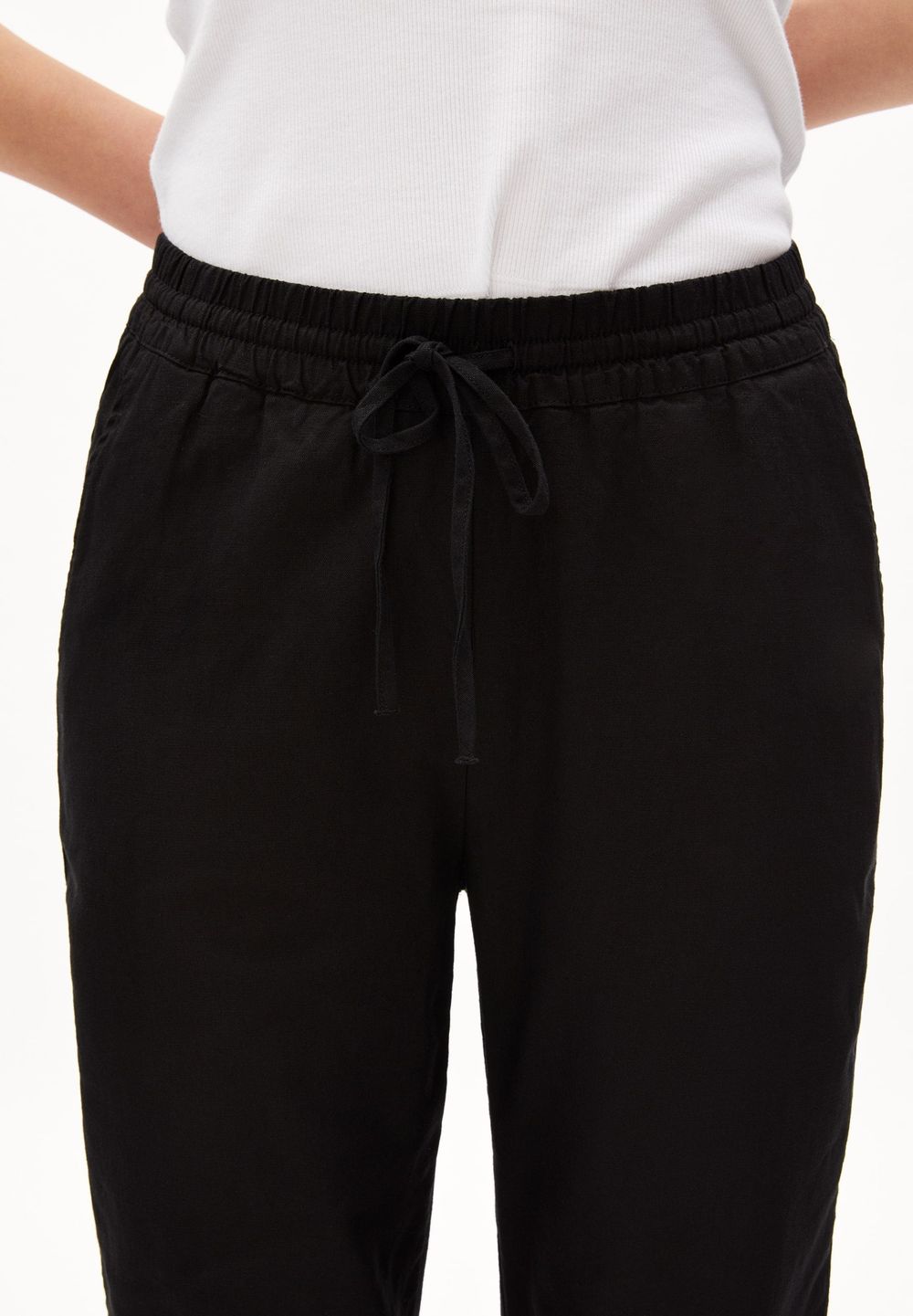 Pantalon noir en lin et coton bio - danyaa lino black femme - Armedangels