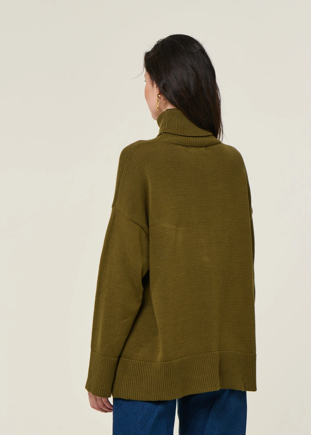 Pull col roulé en coton bio | vert "mua - woody olive" femme - Jan'n June