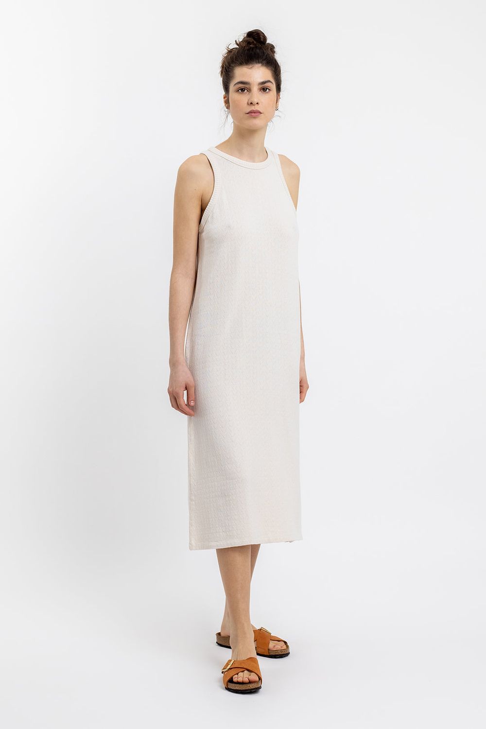 Robe longue écrue en maille de coton bio - knit summer off-white femme