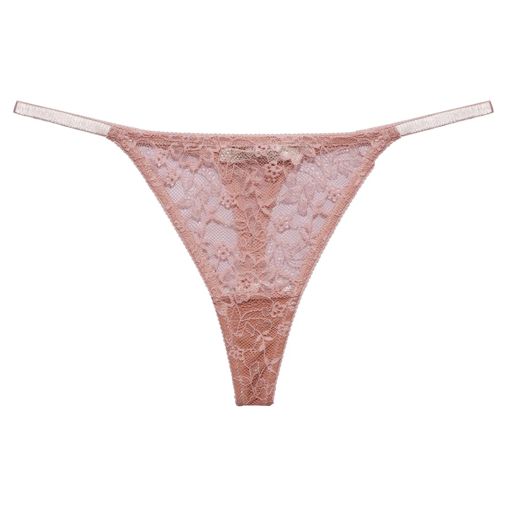 String rose dentelle en matières recyclées - amyup string rose femme