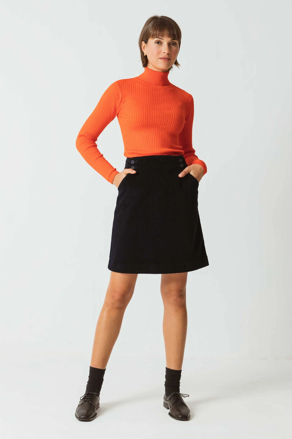 Jupe trapèze en velours côtelé de coton bio | marine "kexaa skirt ...