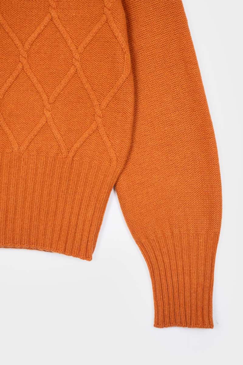 Pull en laine recyclée | orange "maglia-sara- arancio becco d'oca" femme