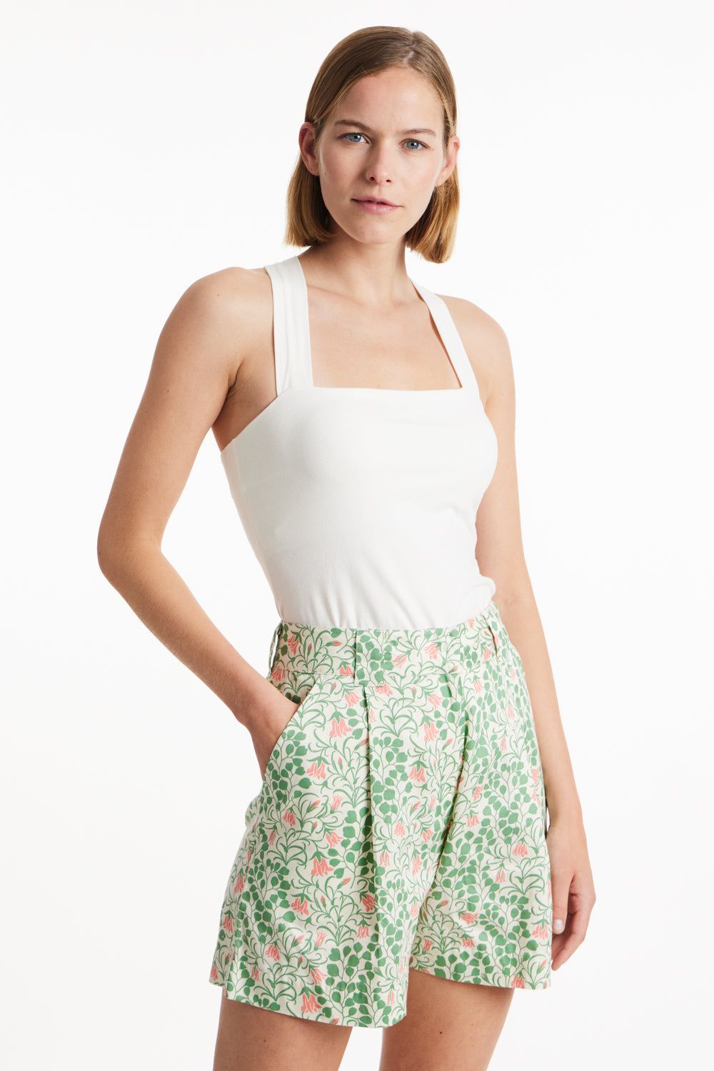 Short vert fleuri en coton bio - v&a harebell shorts multi coloured femme