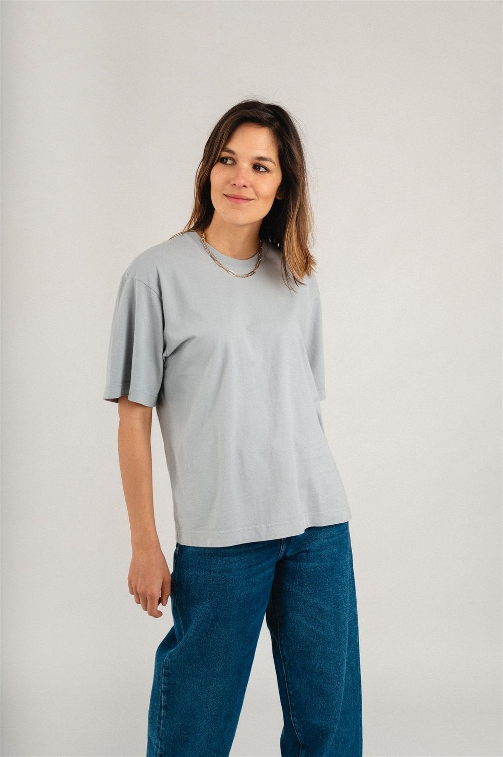 T-shirt oversize gris foncé en coton bio - women oversized t-shirt cloudy grey femme