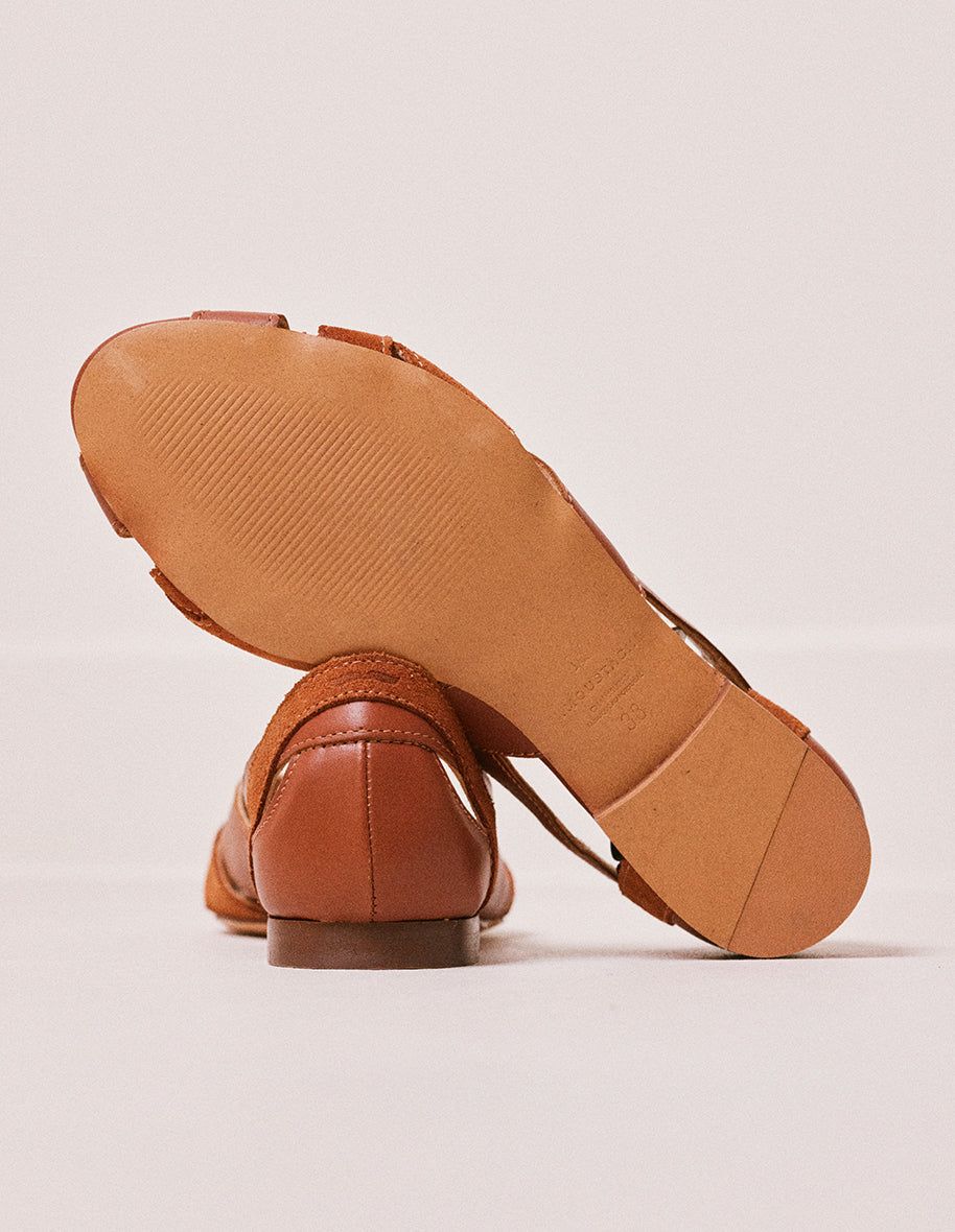 Sandales en cuir et suède certifiés | marron "clémentine cuir et suède ...