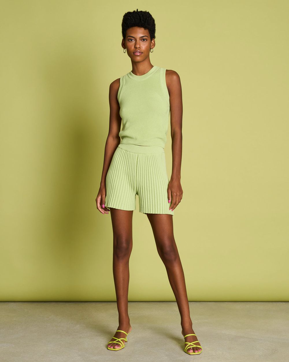 Pull sans manches matcha en maille de coton bio - top garda matcha femme