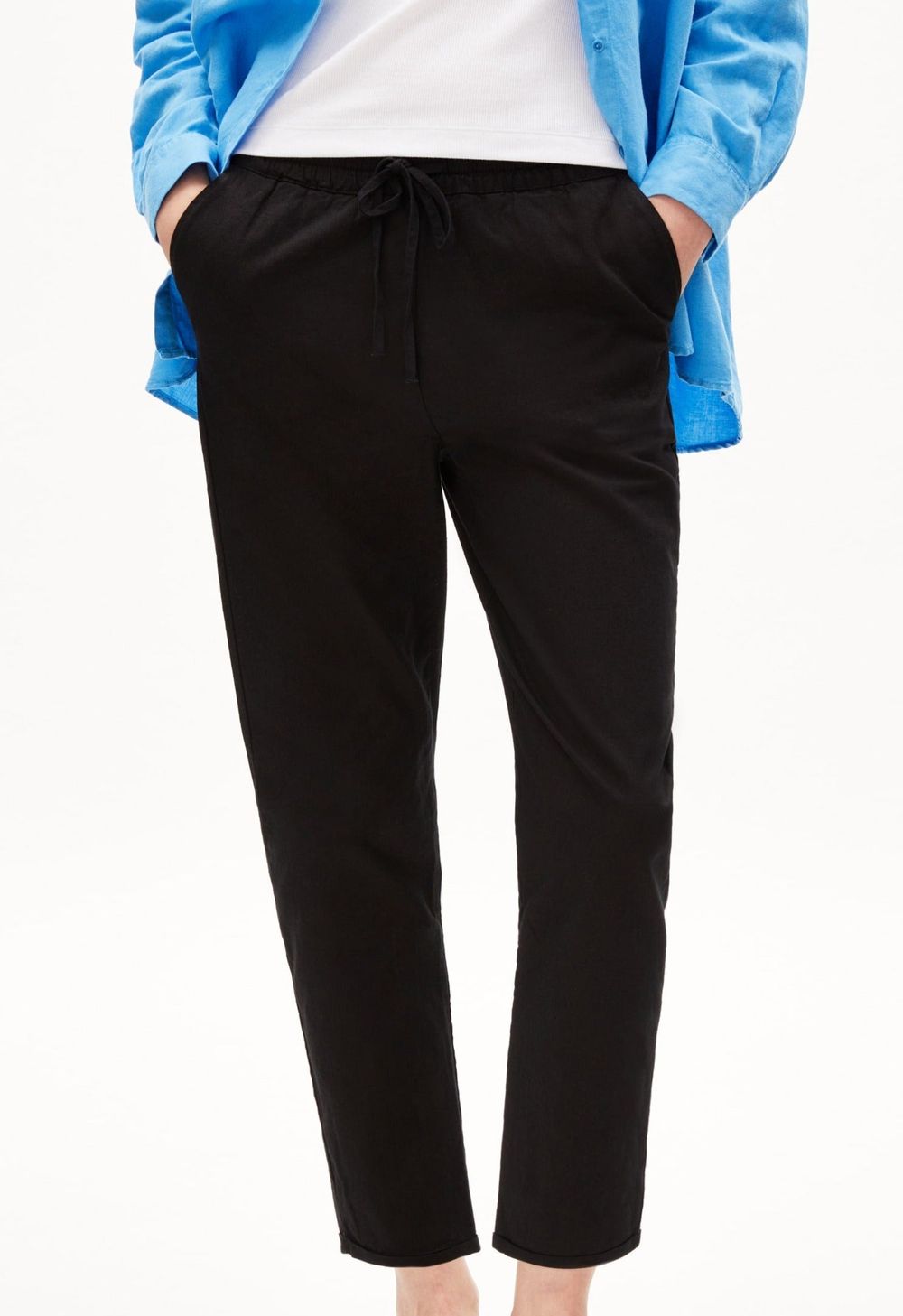 Pantalon noir en lin et coton bio - danyaa lino black femme - Armedangels