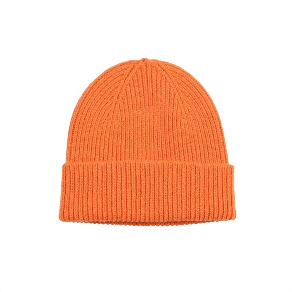 Bonnet orange en laine mérinos recyclée - merino wool beanie burned orange