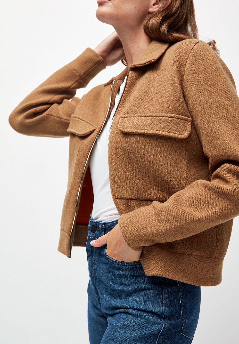 Veste marron en coton et laine bio - alondraa femme - Armedangels