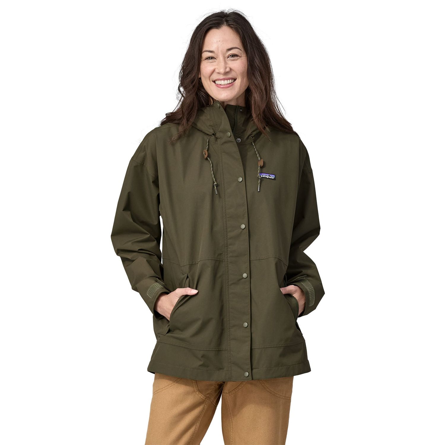 Veste impermeable en matiere recyclee vert outdoor everyday rain jkt basin green Basin green bsng femme