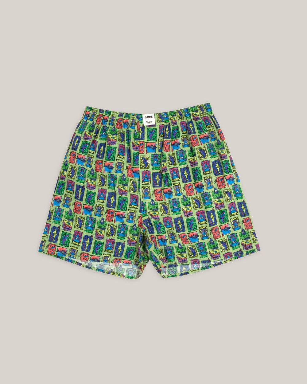 Caleçon en coton bio | vert à motifs "jaws boxer green" homme