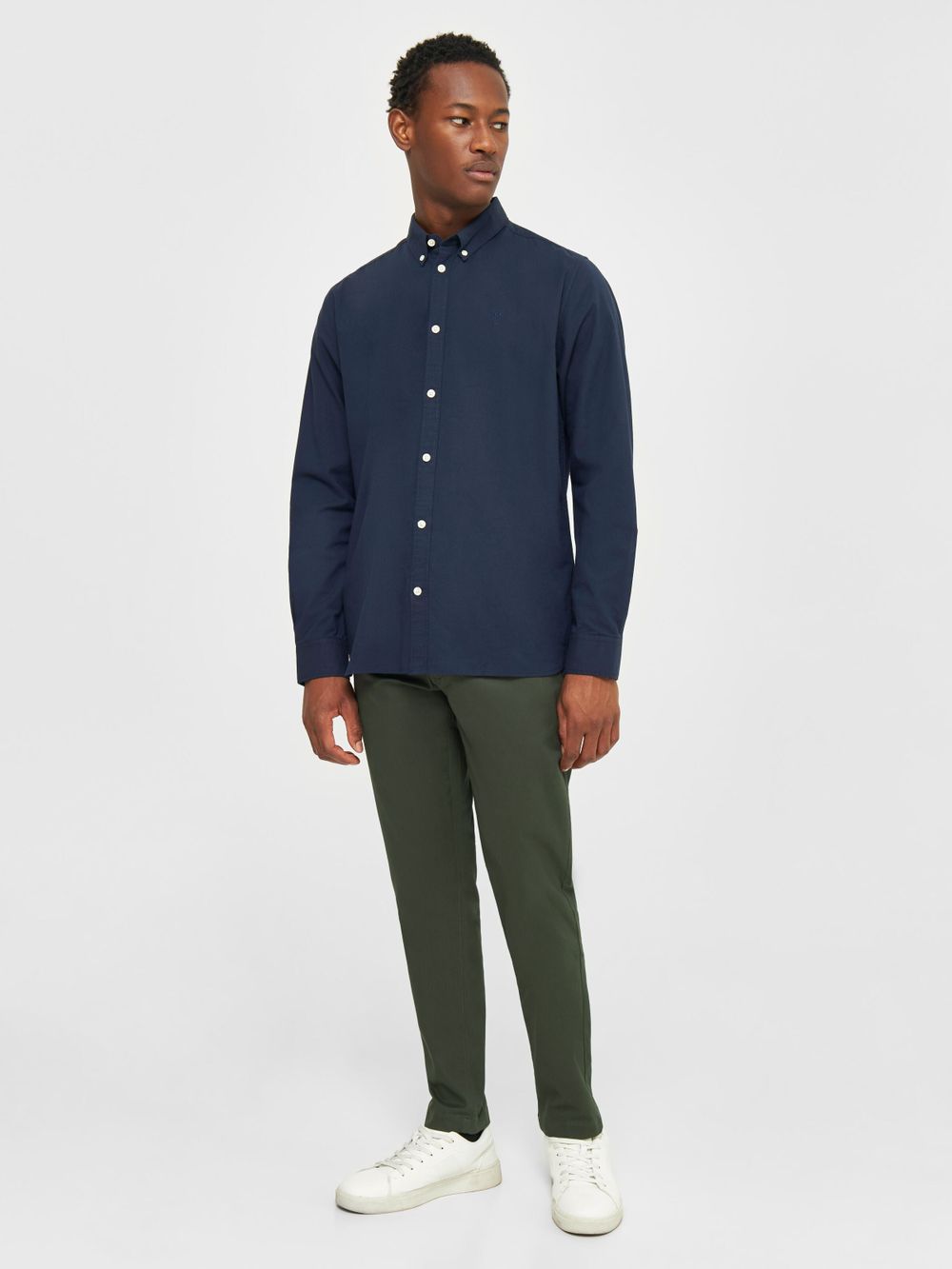 Chino en coton bio | vert "luca slim twill chino forrest night" 1090 forrest night homme