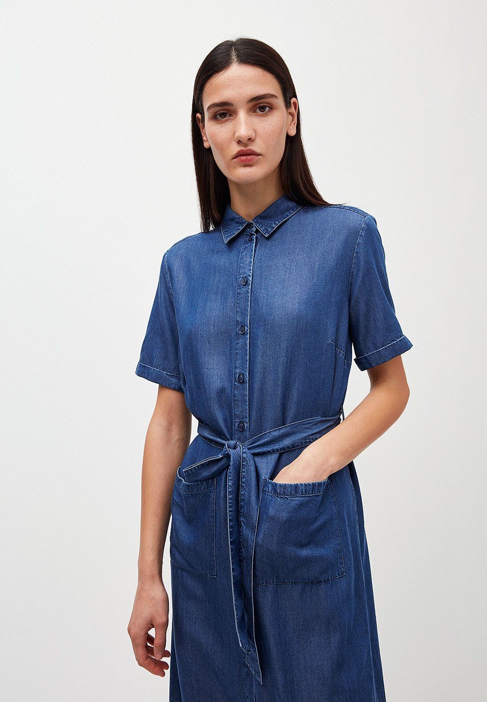 Robe col chemise bleu jean en tencel - maaisa - Armedangels Robe col chemise bleu jean en tencel - maaisa - Armedangels
