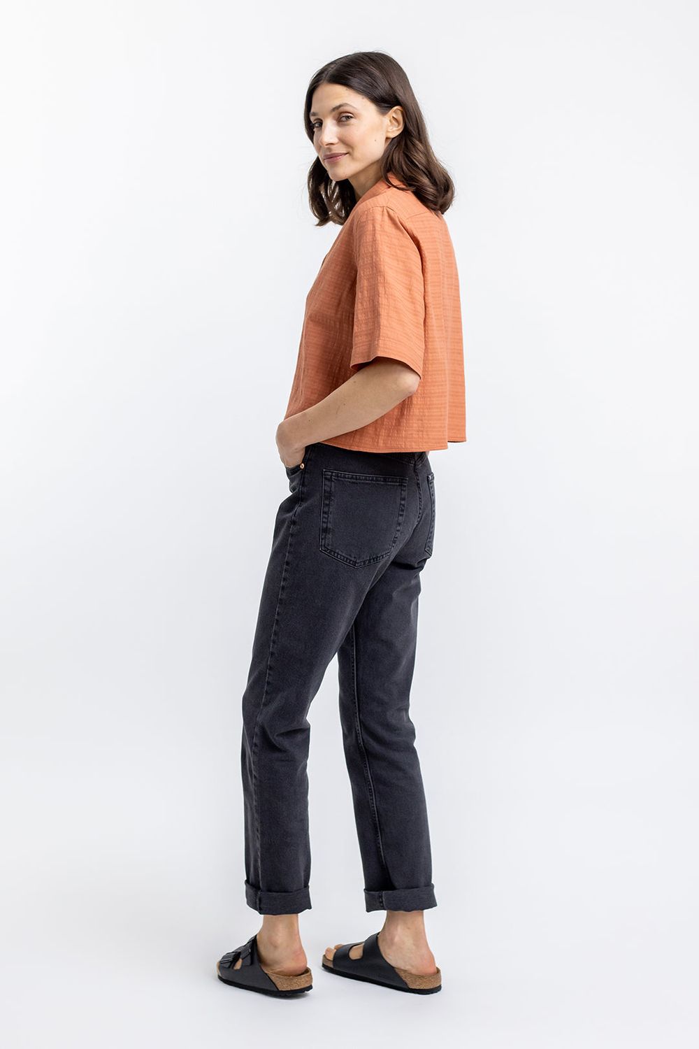 Chemiser court orange en coton bio - cropped bowling melon femme - Rotholz