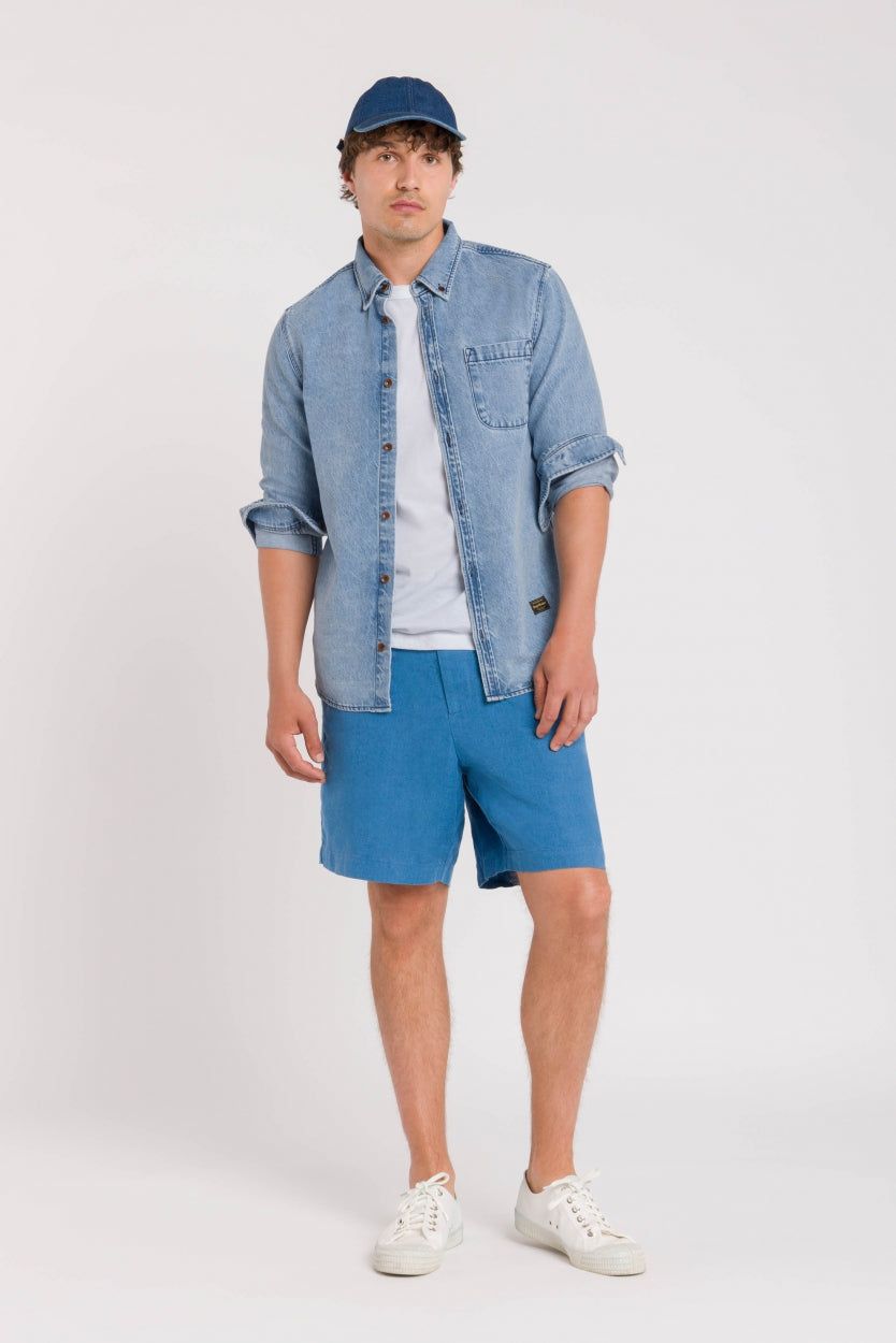 Short en lin | bleu "reagan dark blue" homme - Kings of Indigo