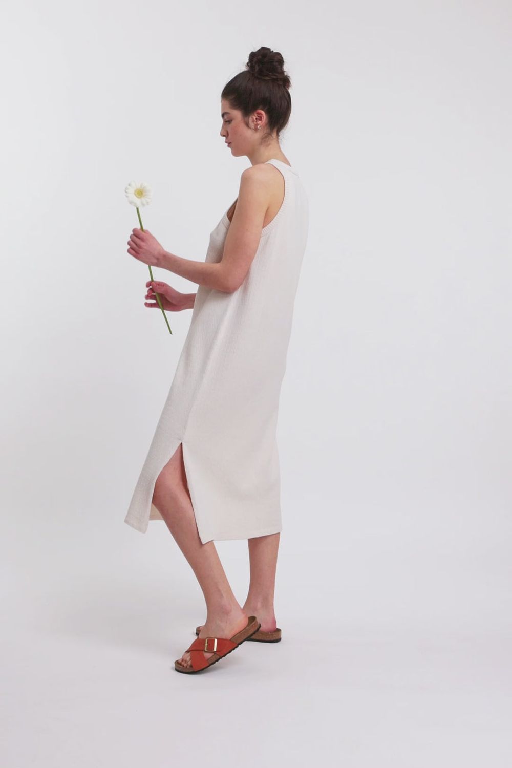Robe longue écrue en maille de coton bio - knit summer off-white femme
