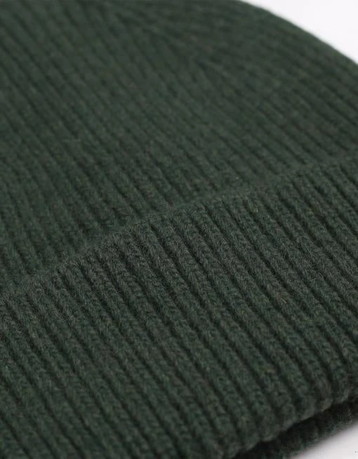 Bonnet vert forêt en laine mérinos recyclée - merino wool beanie hunter ...