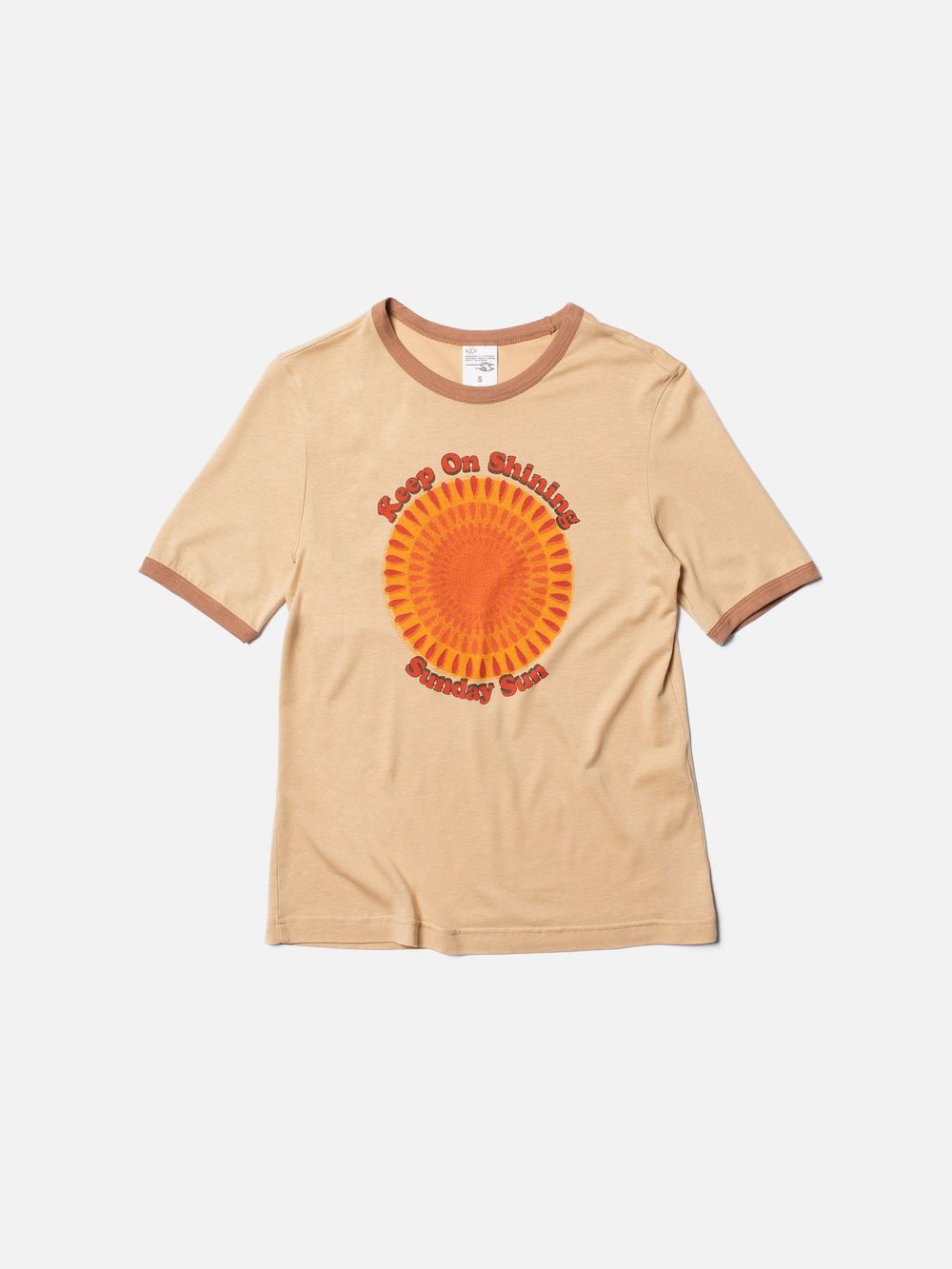 T-shirt écru imprimé en coton bio et tencel - lova sunday sun faded sun ...