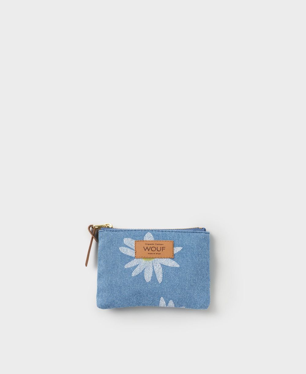Pochette à motifs en denim de coton bio - drew small pouch femme - Wouf