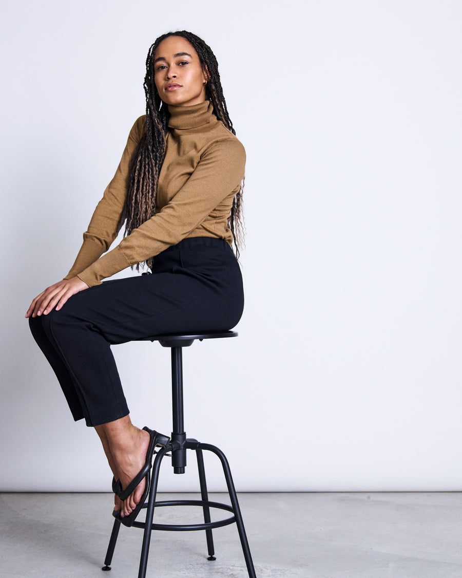 Col roulé marron en coton bio - elsa walnut femme - Jan'n June