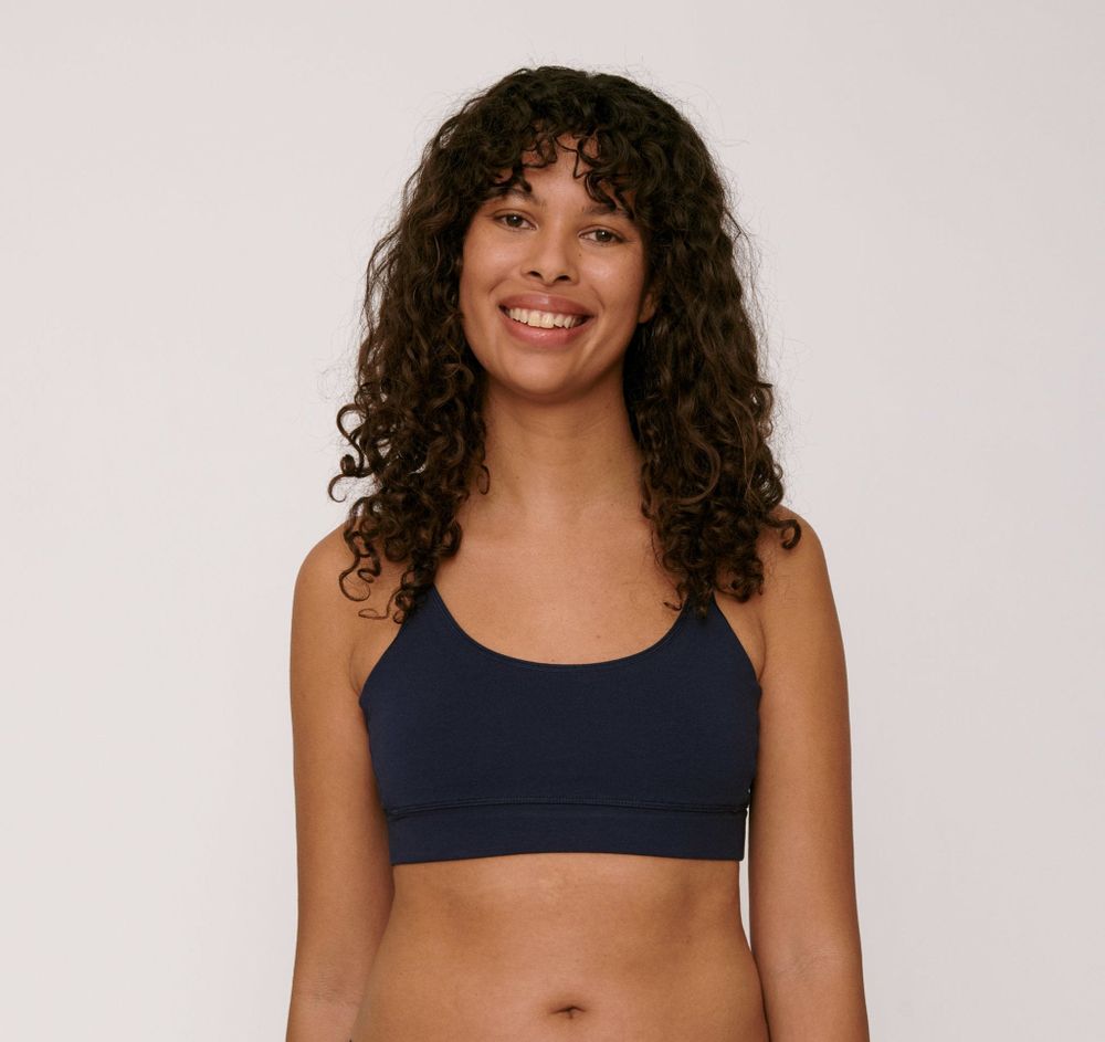 Brassière en coton bio | marine "navy" femme - Organic Basics