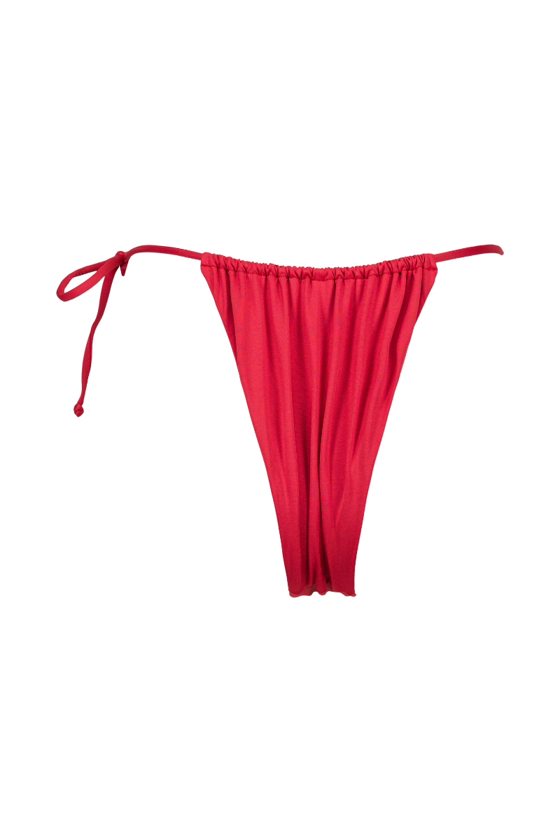 Bas de maillot tanga en polyamide recyclé | rouge " pauline - cherry" femme