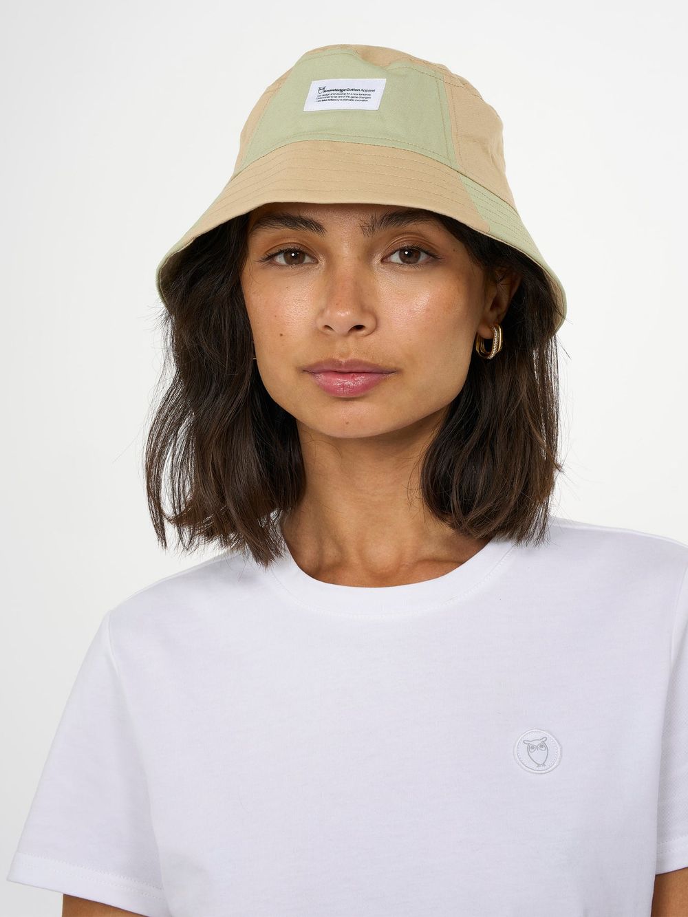 Bob vert et orange en coton bio - twill block bucket hat multi color 8006 multi color femme