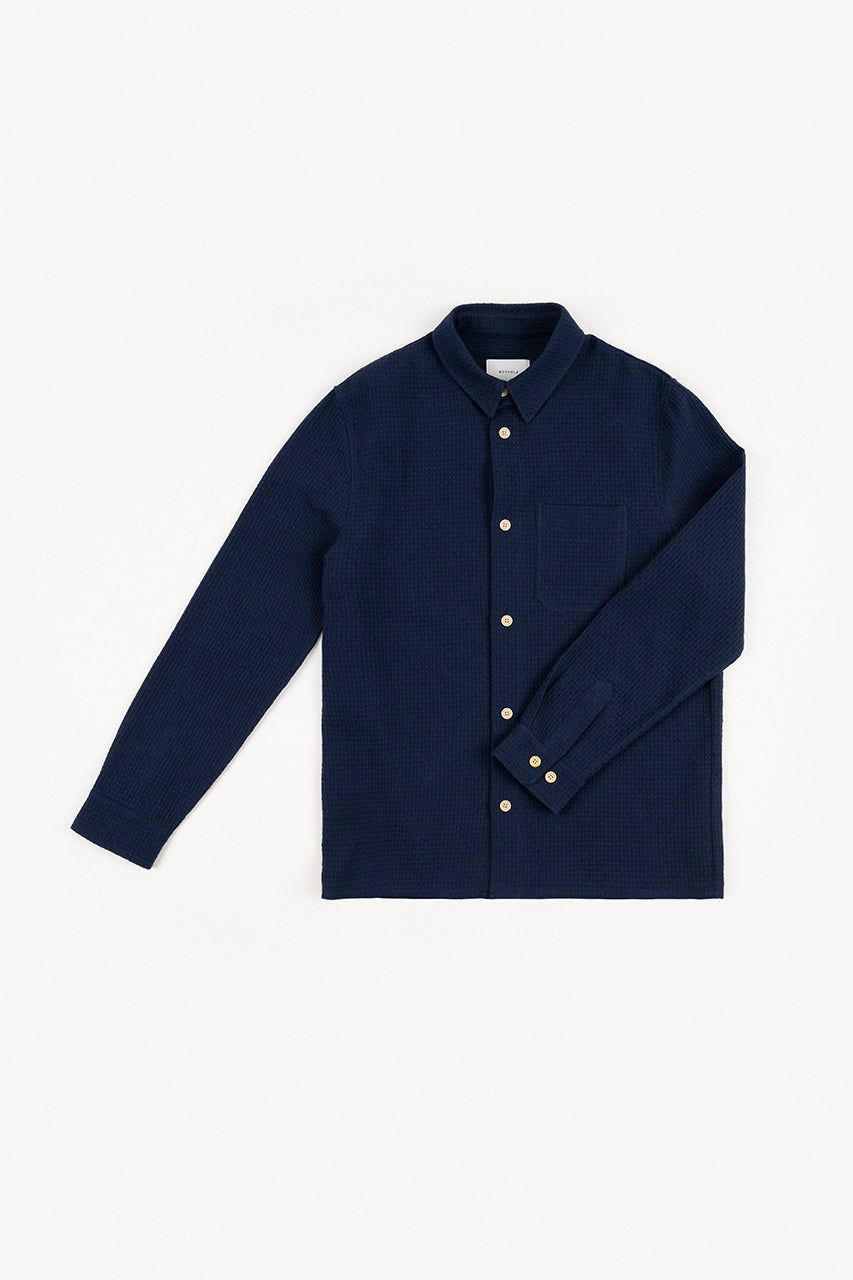 Chemise en sergé de coton bio | marine "casual shirt navy" homme - Rotholz