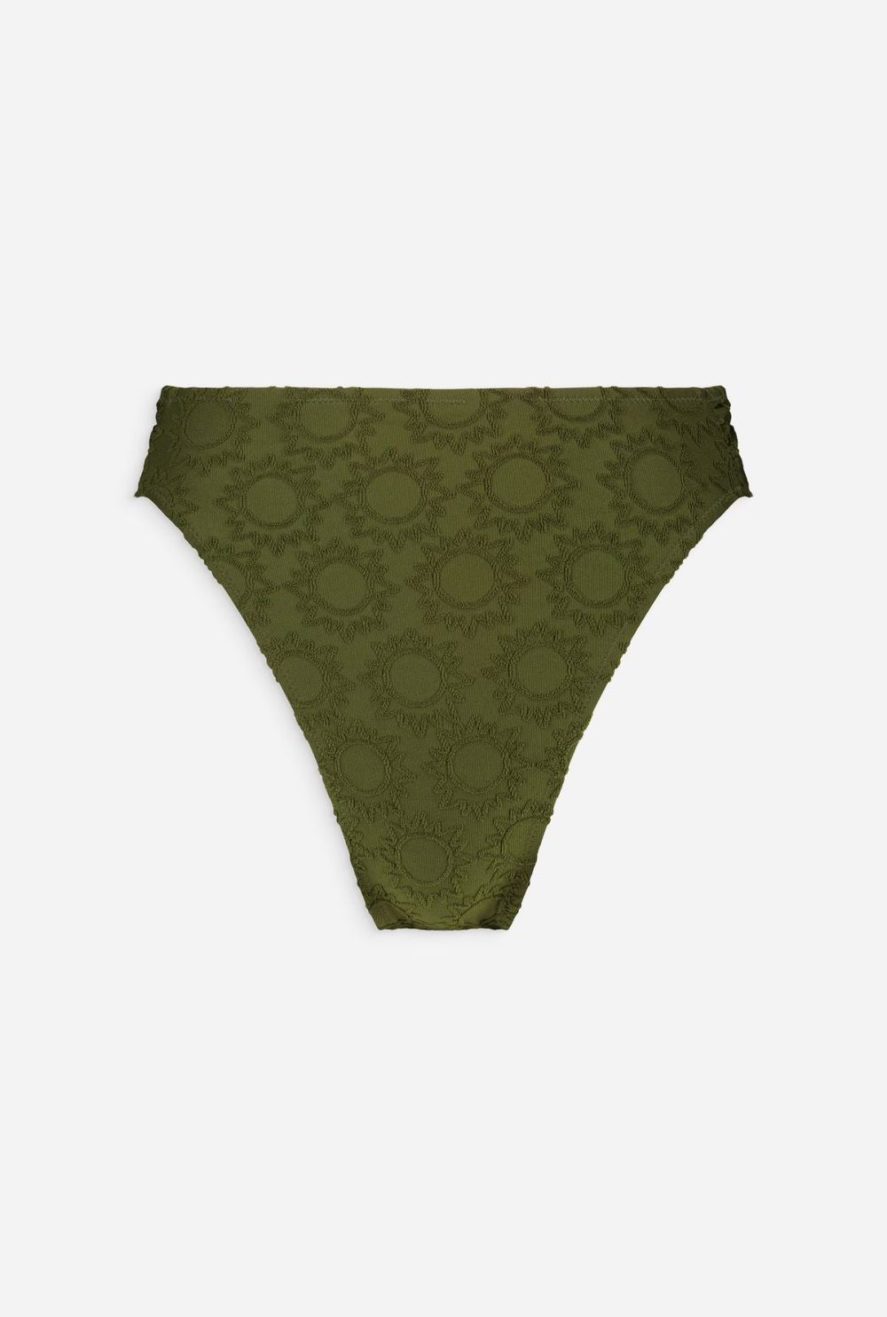 Bas maillot vert texturé taille haute en recyclé - hirola Green sun femme